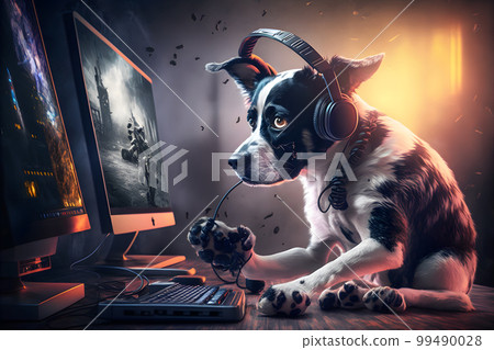 Puppy Playing Video Games