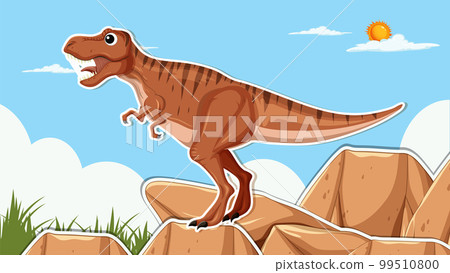 Thumbnail design with dinosaur raptor - Stock Illustration [99510800 ...