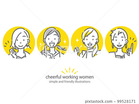 Business woman with a fulfilling smile Round... - Stock Illustration ...