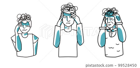 Stressed male set. Young, adult and old men... - Stock Illustration ...