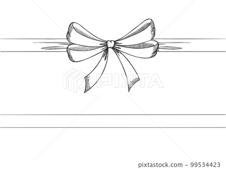 Line drawing set of ribbons. Hand drawn vector... - Stock Illustration ...