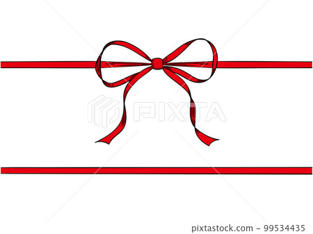 Line drawing set of red ribbons. Hand drawn... - Stock Illustration ...