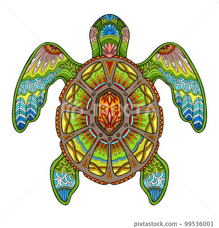 Tangle abstract sea turtle vector colorful... - Stock Illustration [99536001] - PIXTA