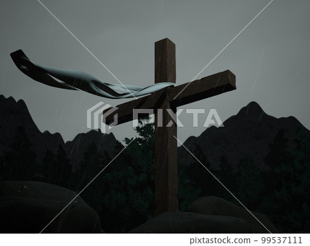 Holy dark cross with raindrops on rainy day at... - Stock Illustration ...