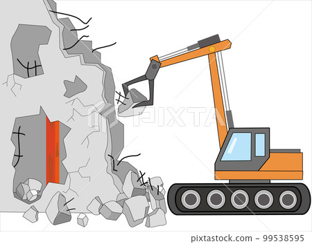 Building demolition work with heavy machinery. - Stock Illustration ...