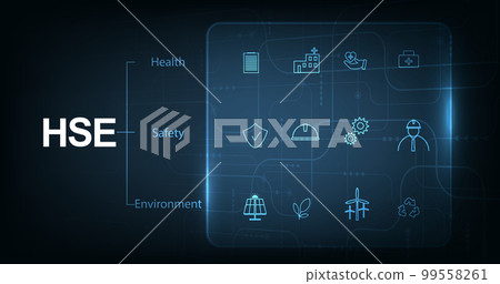 Health Safety and Environment (HSE) on the dark... - Stock Illustration ...