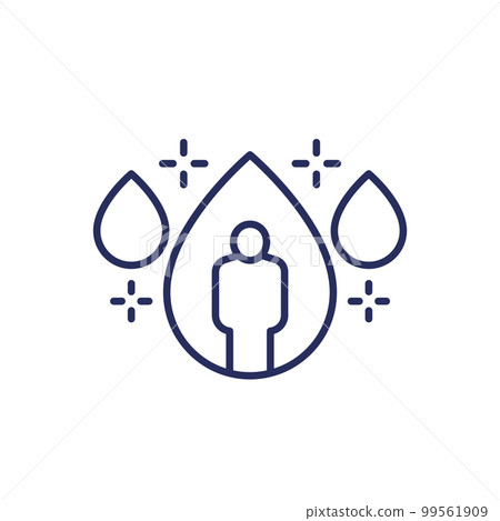 water balance line icon, man and water drop - Stock Illustration ...