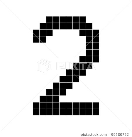 Number 2 two 3d cube pixel shape minecraft 8 bit-插圖素材 [99580732] - PIXTA圖庫