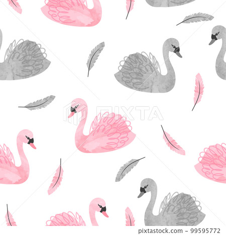 Seamless beautiful swan pattern - Stock Illustration [99595772] - PIXTA