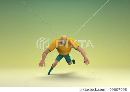 An athlete wearing a yellow shirt and green... - Stock Illustration ...