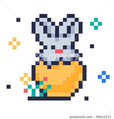 Pixel 8 bit easter bunny. Pixel art arcade game... - Stock Illustration ...