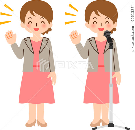 The host woman who speaks with a smile - Stock Illustration [99613274 ...