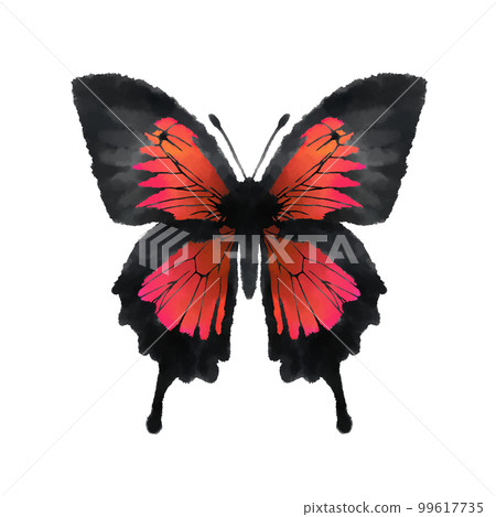 Bleed red butterfly in watercolor style, hand... - Stock Illustration ...