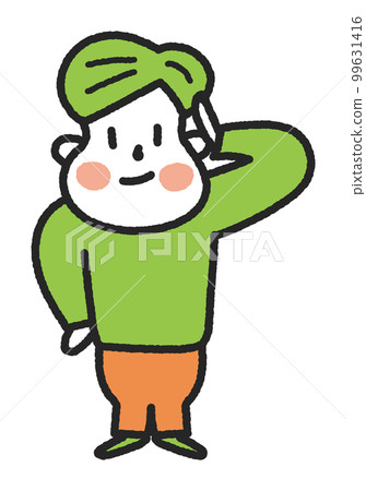 A boy with a polite smile and a salute... - Stock Illustration ...