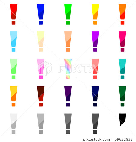 Square exclamation mark set of 25 bicolor - Stock Illustration ...