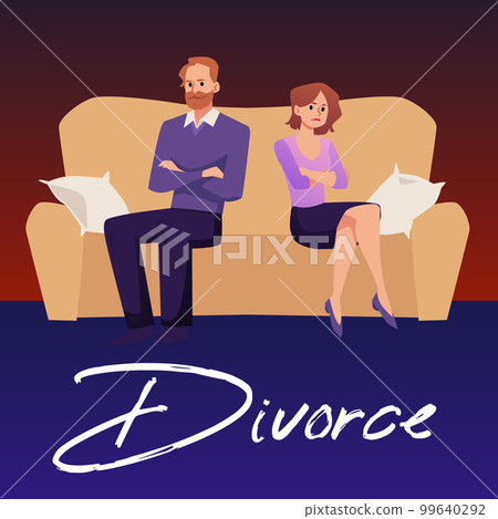 Banner with couple on verge of divorce and... - Stock Illustration ...