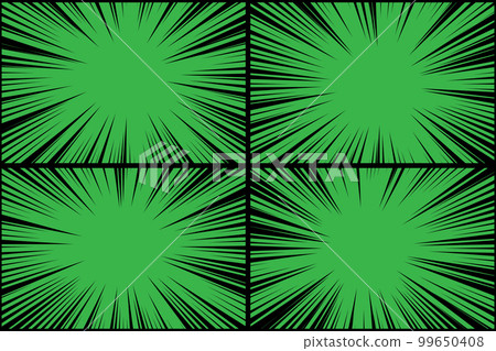 Green comic-style concentration line 4-frame... - Stock Illustration ...