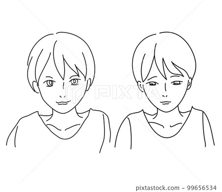 Boy Face Line Drawing