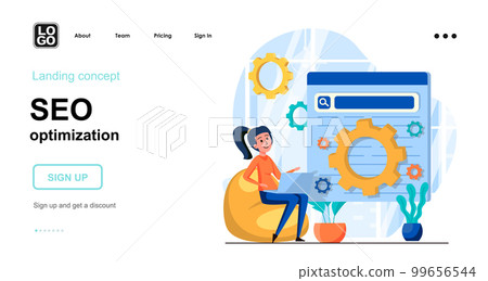 Seo optimization web concept. Search engine... - Stock Illustration [99656544] - PIXTA