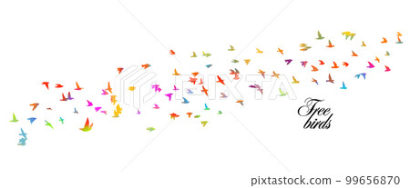 Abstract colored flying birds. Mixed media.... - Stock Illustration ...