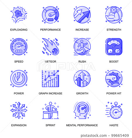 Performance web flat line icons set. Pack... - Stock Illustration ...