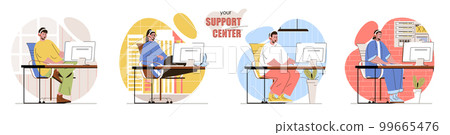 Your Support Center concept scenes set.... - Stock Illustration ...