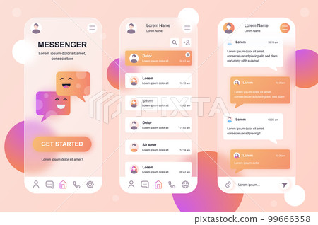 Messenger neumorphic elements kit for mobile... - Stock Illustration ...