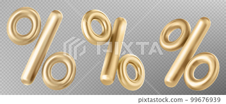 3d gold chrome percent symbol. Percentage icon - Stock Illustration ...