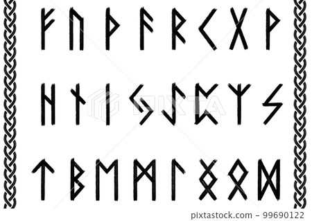 The runic alphabet or futhark raw illustration - Stock Illustration ...