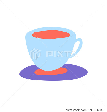 Cartoon Color Cute Cup Kitchen Icon Concept... - Stock Illustration ...