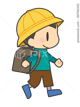 Elementary school lower grade boy 1 carrying a... - Stock Illustration ...