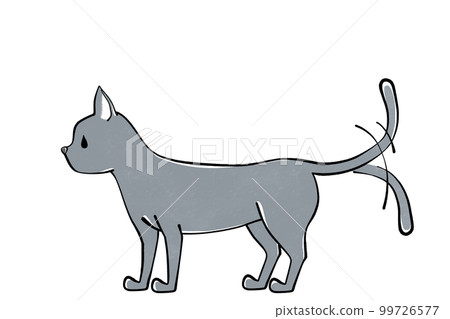 Illustration of a cat wagging its tail - Stock Illustration [99726577 ...