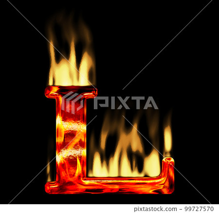 Burning letter on black background.Art font.3D... - Stock Illustration ...