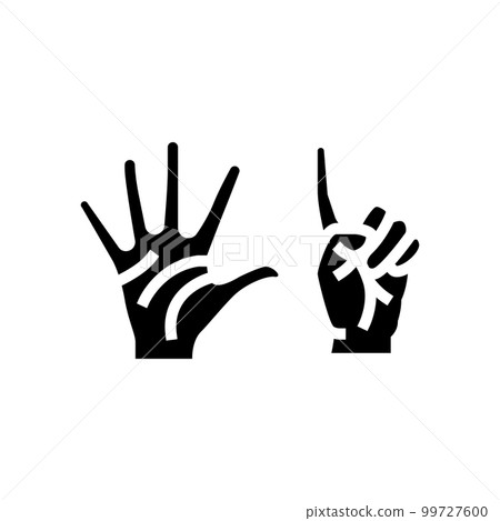 six number hand gesture glyph icon vector... - Stock Illustration [99727600] - PIXTA