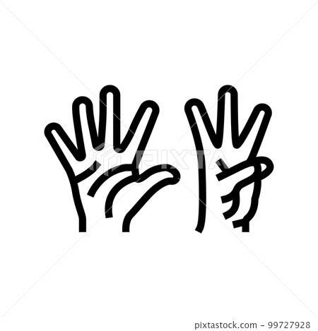 eight number hand gesture line icon vector...-插圖素材 [99727928] - PIXTA圖庫