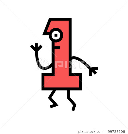 one number character color icon vector... - Stock Illustration ...