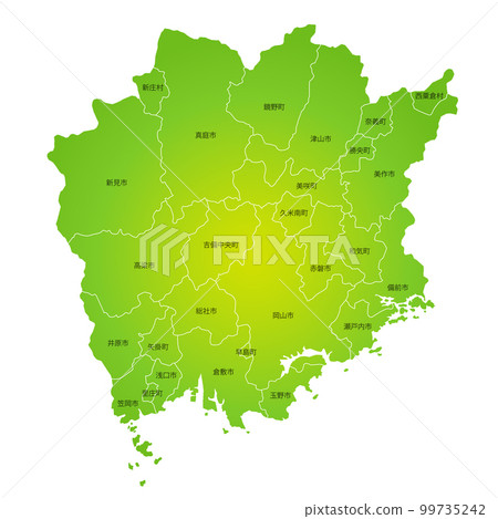 Okayama prefecture and municipalities map - Stock Illustration ...