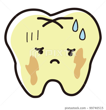 Yellow tooth character with brown stains - Stock Illustration [99740515 ...
