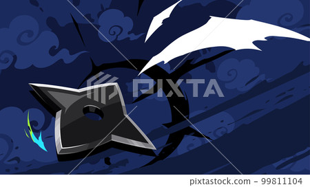 Background illustration with flying shuriken_16:9 - Stock Illustration ...