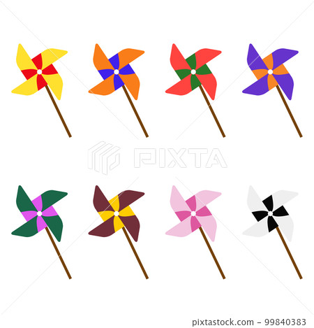 Illustration set of windmills of various colors - Stock Illustration ...