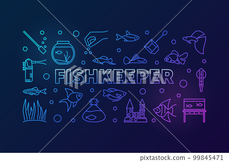 Fishkeeper vector colored horizontal banner in... - Stock Illustration [99845471] - PIXTA