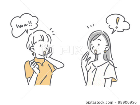 Two young women having a conversation Simple... - Stock Illustration ...