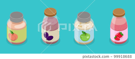 3D Isometric Flat Vector Set of Jam Glass Jars-插圖素材 [99918688] - PIXTA圖庫