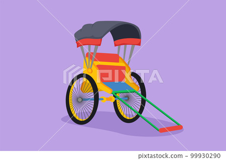Character flat drawing pulled rickshaw vehicles...-插圖素材 [99930290 ...