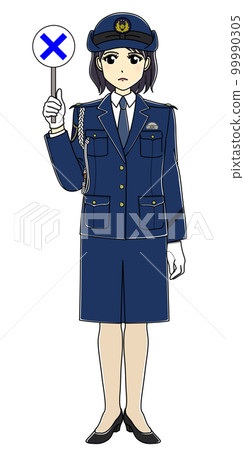 A female police officer with a cross tag (whole... - Stock Illustration ...