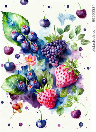 Forest berries watercolor abstract background.... - Stock Illustration ...