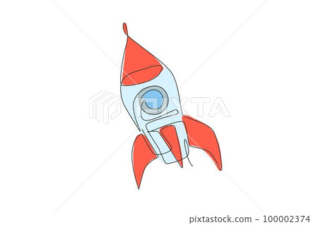 Single continuous line drawing rocket launch... - Stock Illustration ...