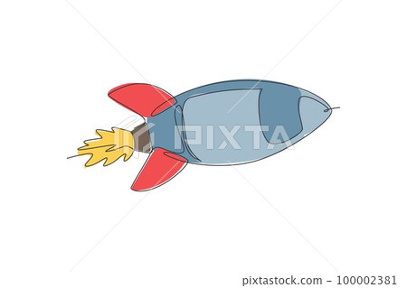 Single continuous line drawing rocket launch... - Stock Illustration ...