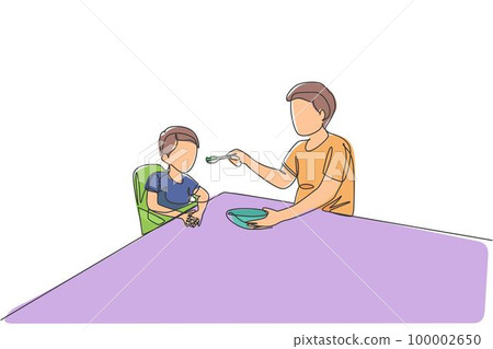 One continuous line drawing of young father... - Stock Illustration ...