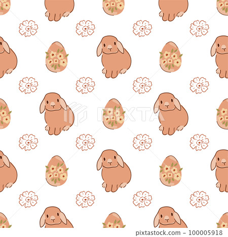 Easter floral eggs, cute rabbit bunny pattern... - Stock Illustration ...